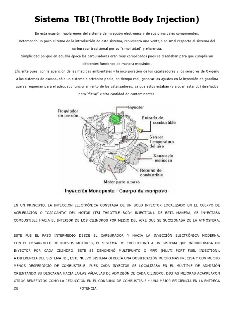 Sistema de Inyección TBI en Motores | PDF | Inyección de combustible ...