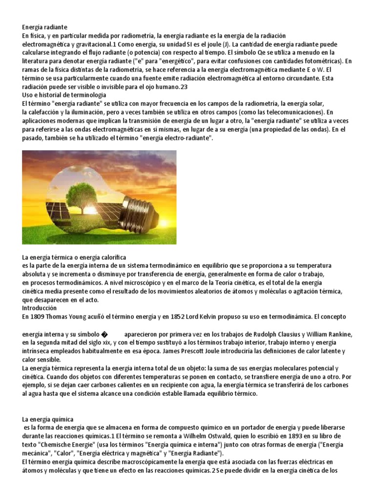 Definición y ejemplos de energía radiante | PDF | Energía solar ...