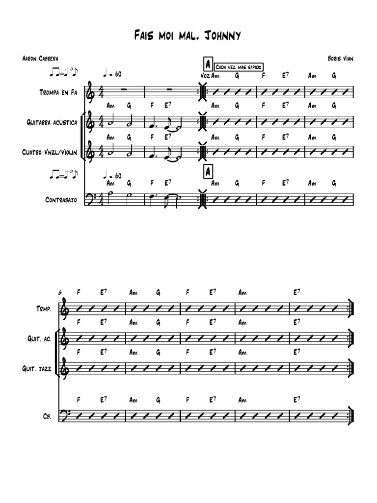 Fais moi mal, Johnny - Partitura completa | PDF
