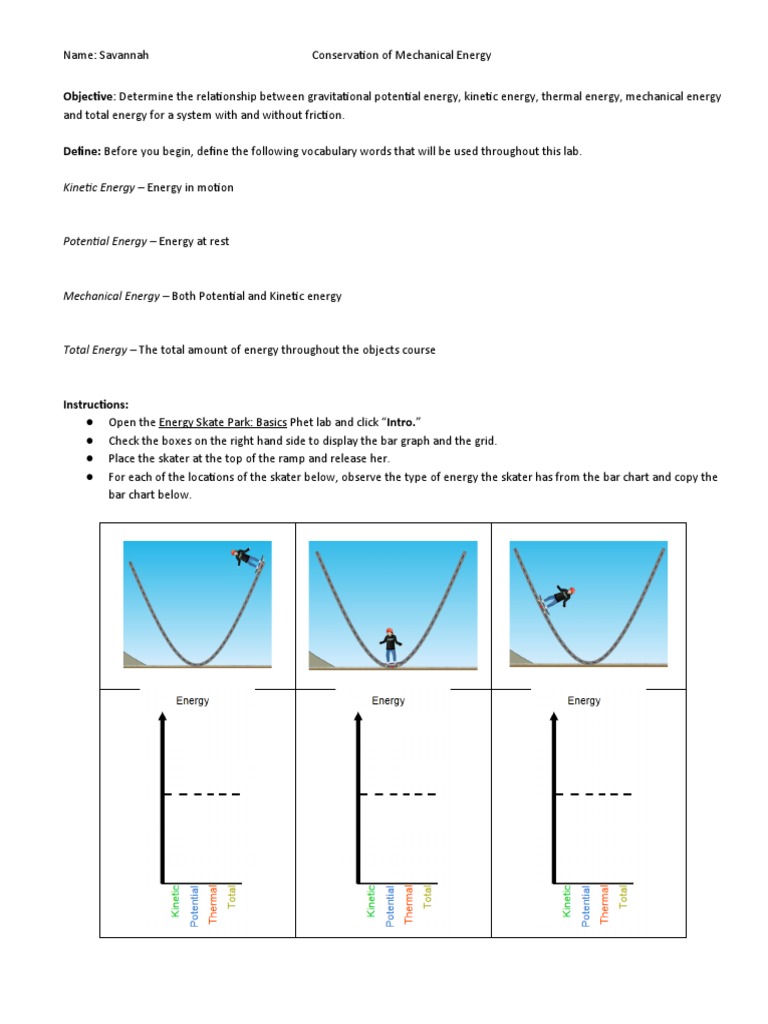 Week 4 - Skate Park Phet Lab | PDF | Friction | Kinetic Energy