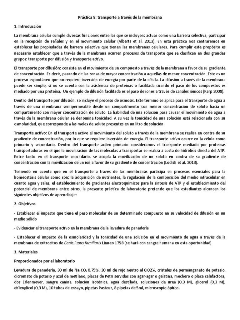 Transporte a través de membranas celulares | PDF | Química | Biología ...