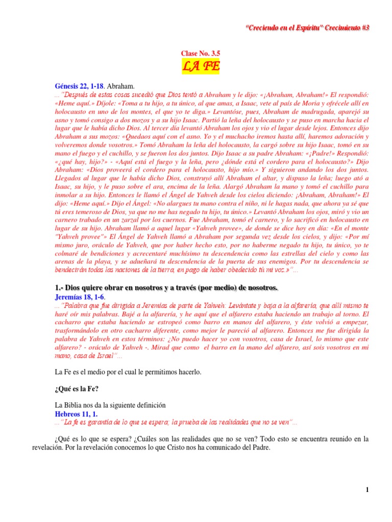 La Fe: Génesis 22, 1-18 | PDF | Fe | Abrahán