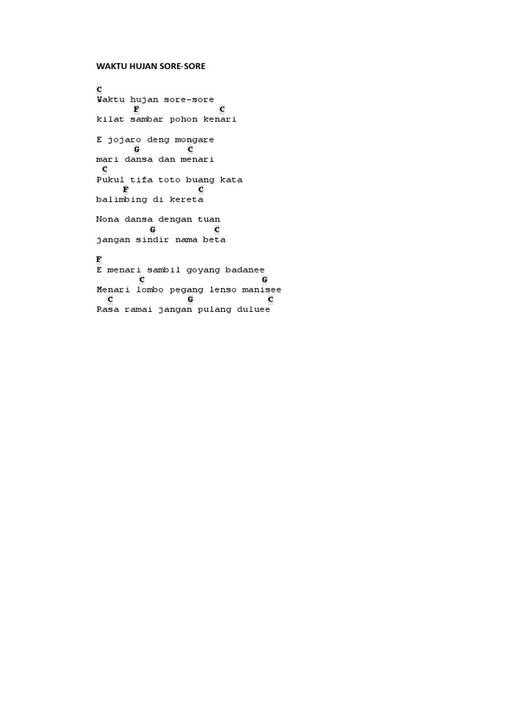 Lirik dan Chord "Waktu Hujan Sore" | PDF | Puisi