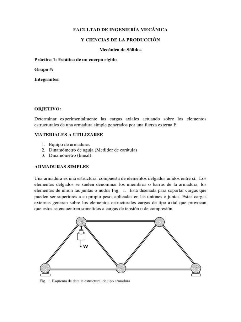 Estática de Armaduras Simples en Práctica | PDF | Braguero | Medición