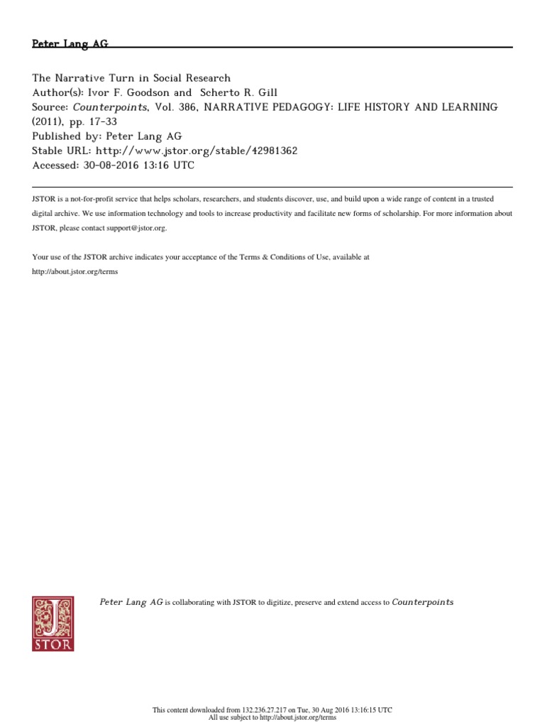 Narrative Turn in Social Research | PDF | Narrative | Methodology