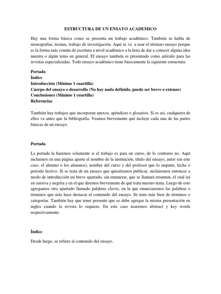 Estructura de Un Ensayo Academico | PDF | Ensayos | Conocimiento