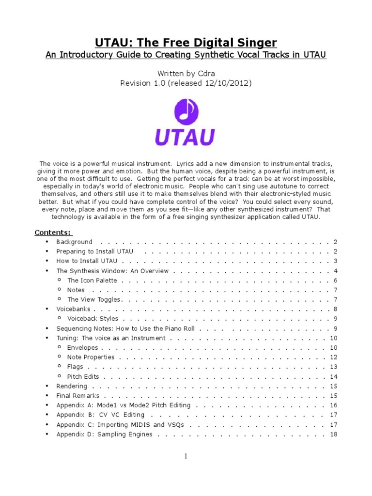 The Big UTAU User Guide | PDF | Computing