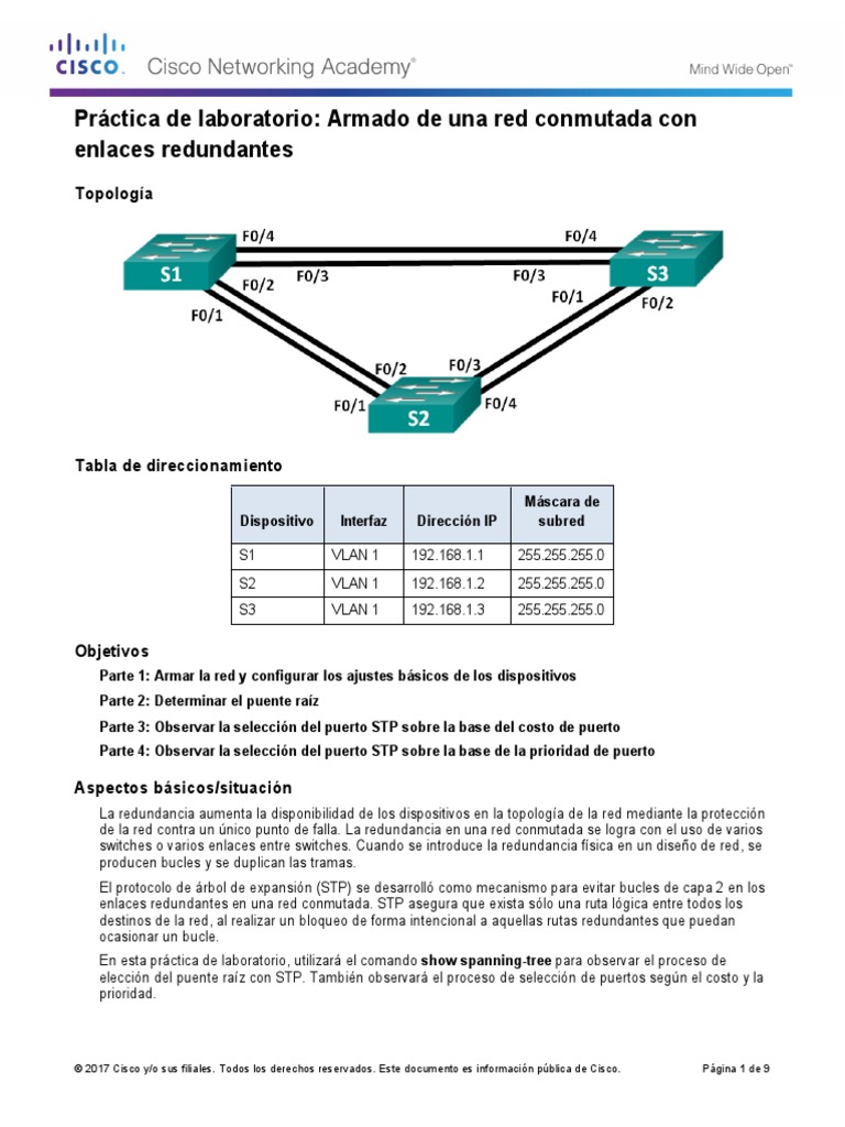 Configuración de Red conmutada y STP | PDF | Conmutador de red ...