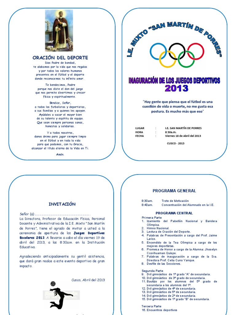 Diptico de Juegos Deportivos | PDF