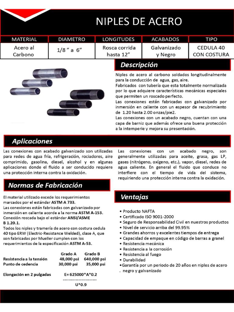 Ficha Tecnica Niple Tubular | PDF