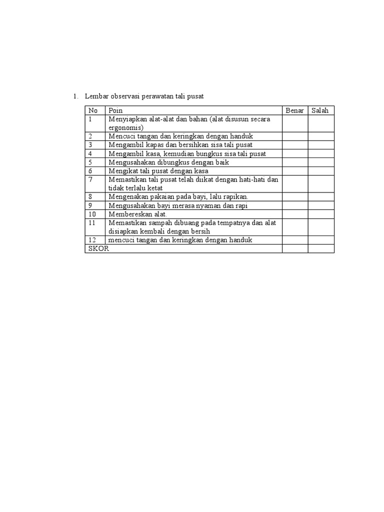 Lembar Observasi Perawatan Tali Pusat | PDF