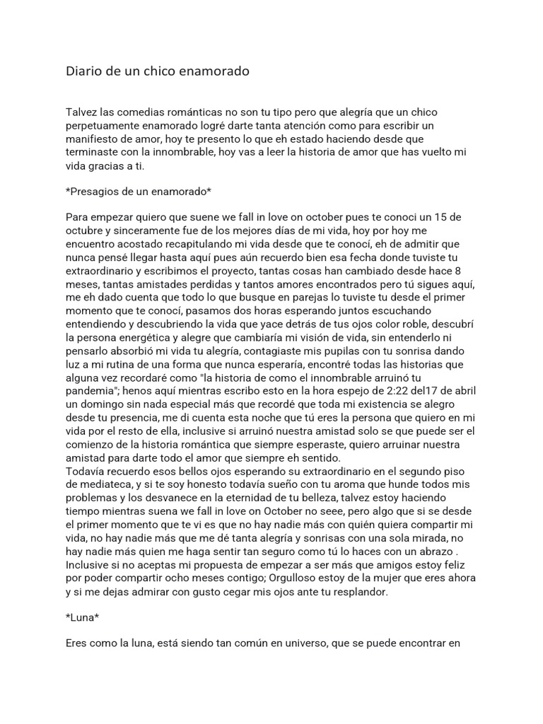 Diario de Un Chico Enamorado | PDF | Amor | Metafísica de la mente