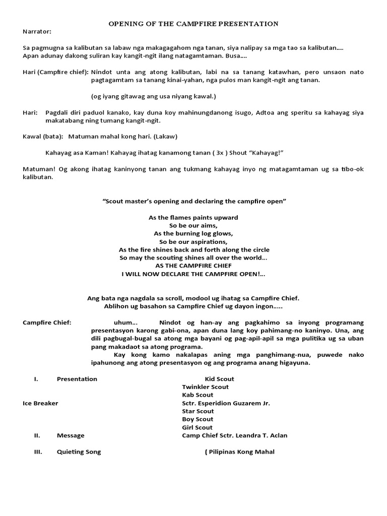 Campfire Ceremony Bisaya Version | PDF