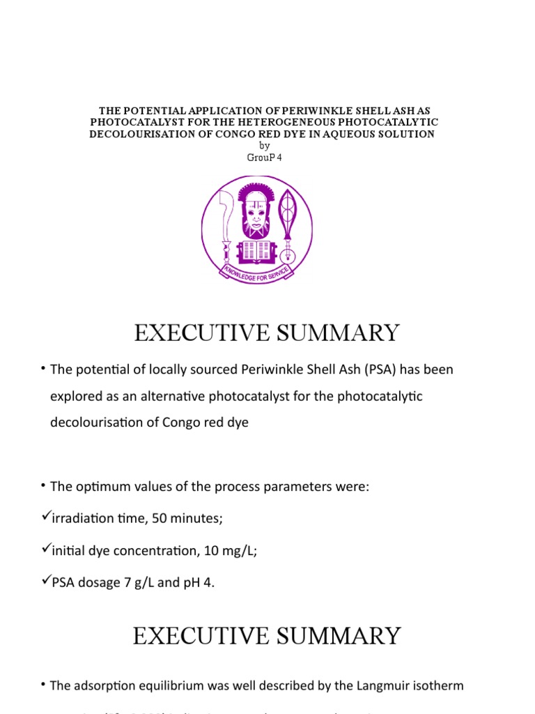Periwinkle Shell Ash as Congo Red Dye Catalyst | PDF | Adsorption ...
