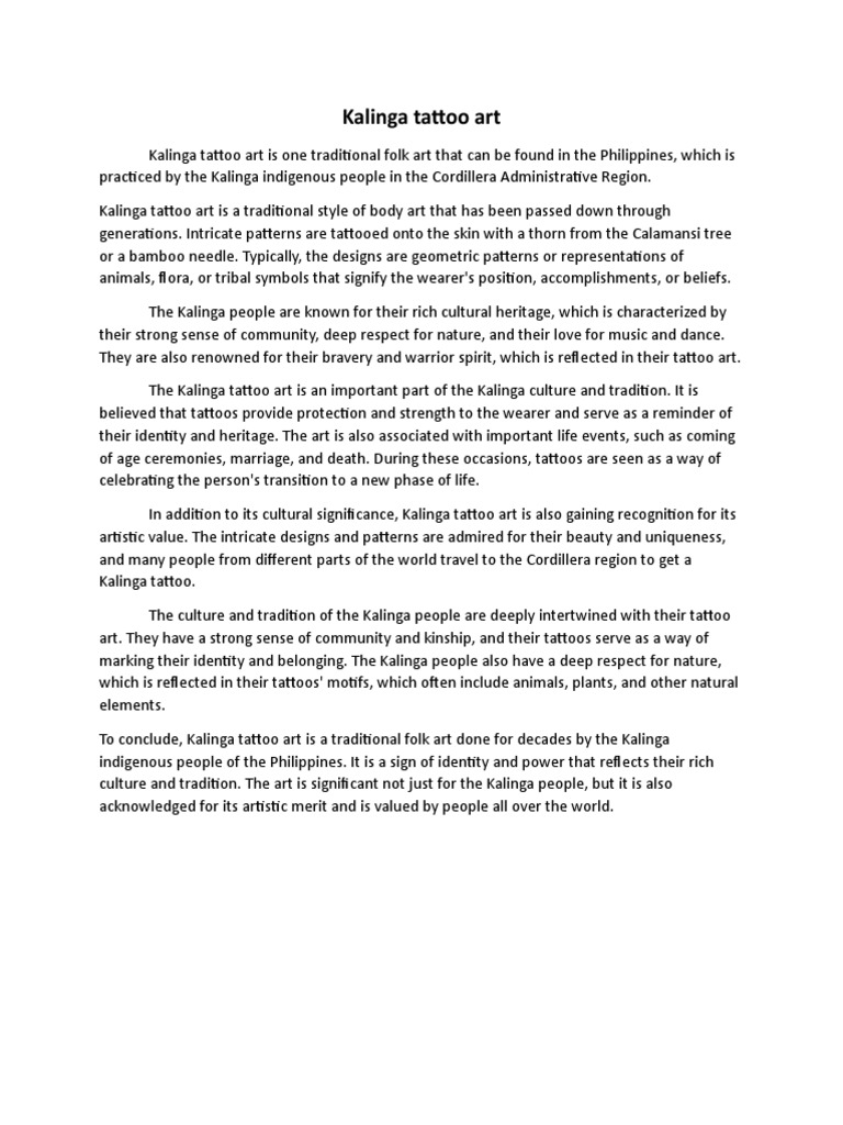 Kalinga Tattoo Art | PDF