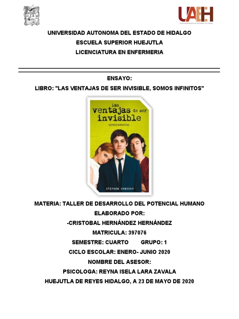 Ensayo - 3 - "Las Ventajas de Ser Invisible, Somos Infinitos " | PDF | Adolescencia | Libertad