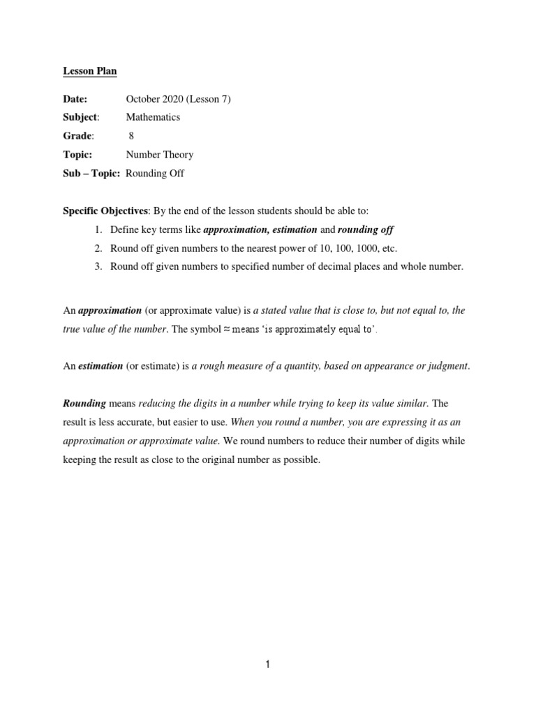 Grade 8 Rounding Off Lesson 7 | PDF | Approximation | Numbers