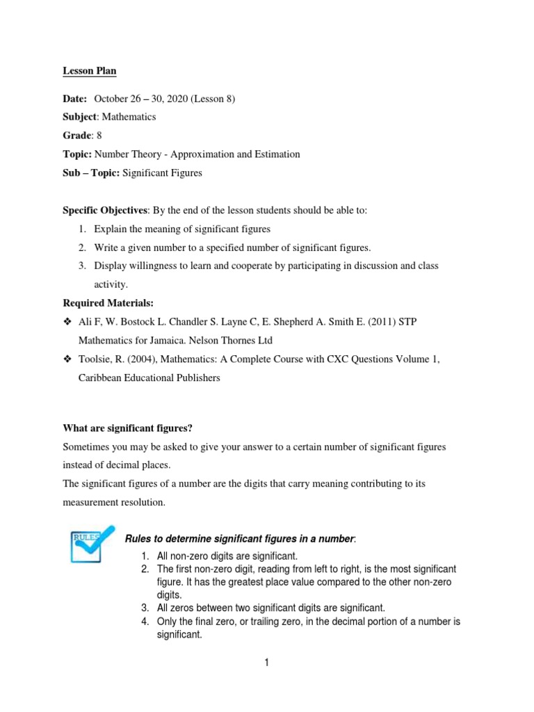 Grade 8 Significant Figures Lesson 8 | PDF | Significant Figures | Numbers