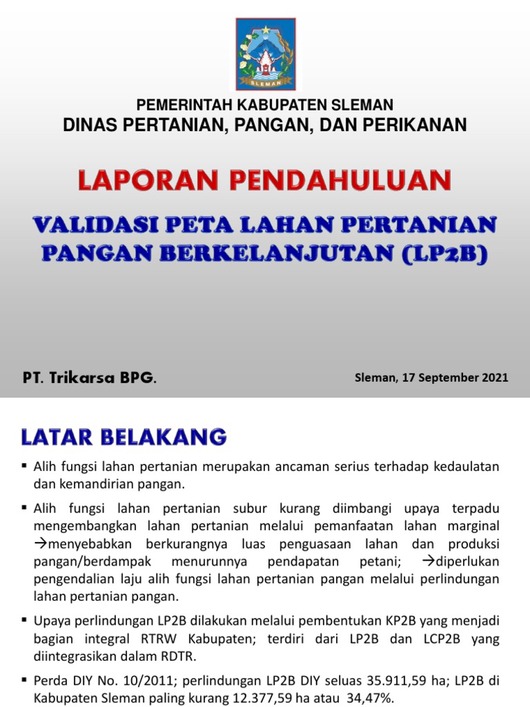 Pendataan Lahan Pertanian Pangan Berkelanjutan (LP2B) | PDF