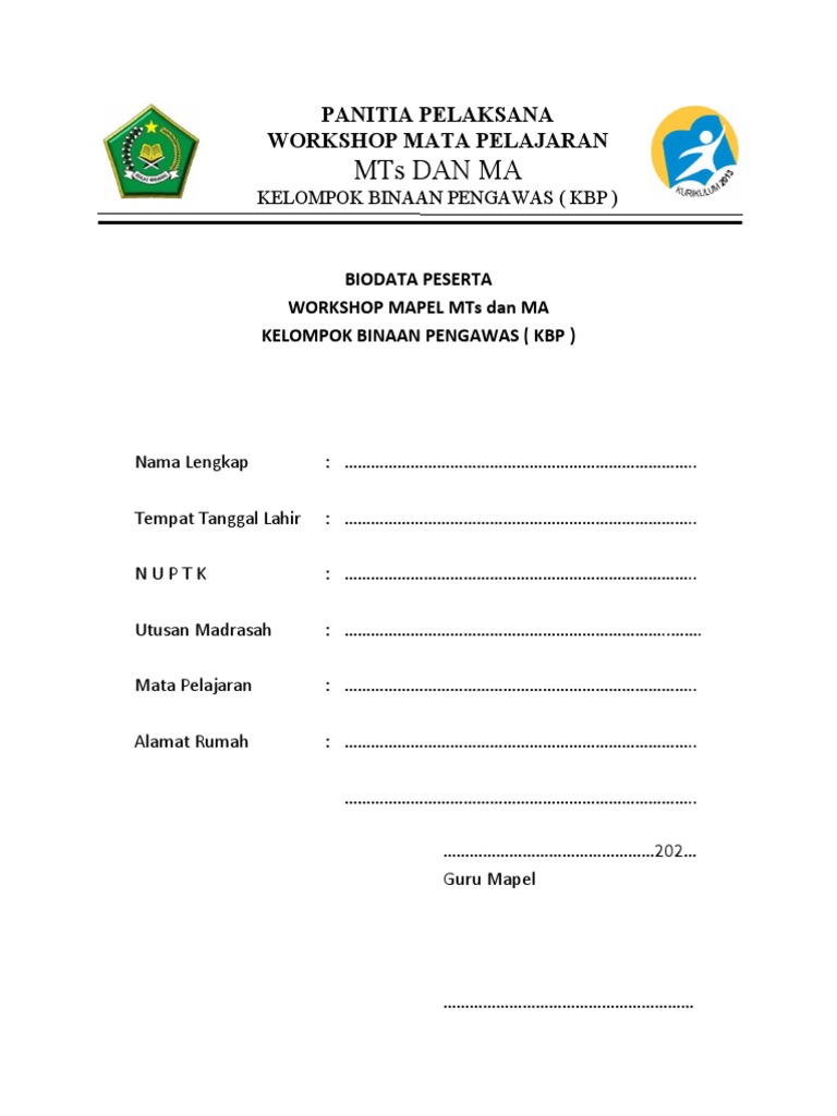 BIODATA PESERTA | PDF