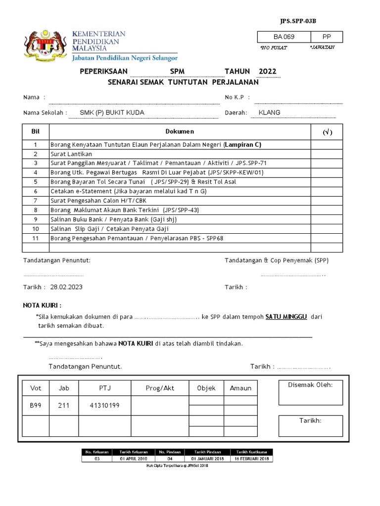 Borang TNT SPM 2022 | PDF