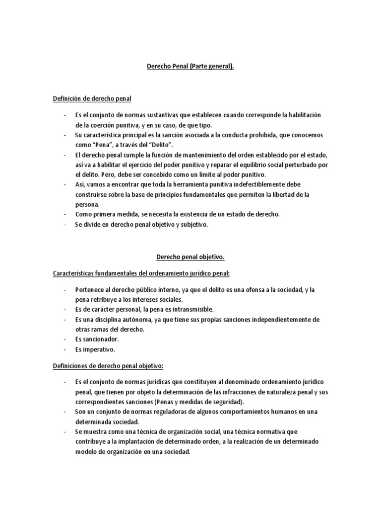 Derecho Penal Resumen | PDF | Derecho penal | Caso de ley