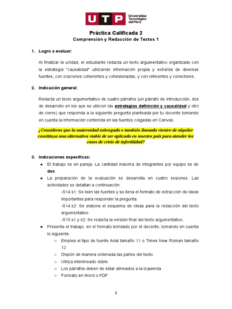 GC N01I PC2Consigna 22C1M | PDF | Subrogación | Reproducción humana