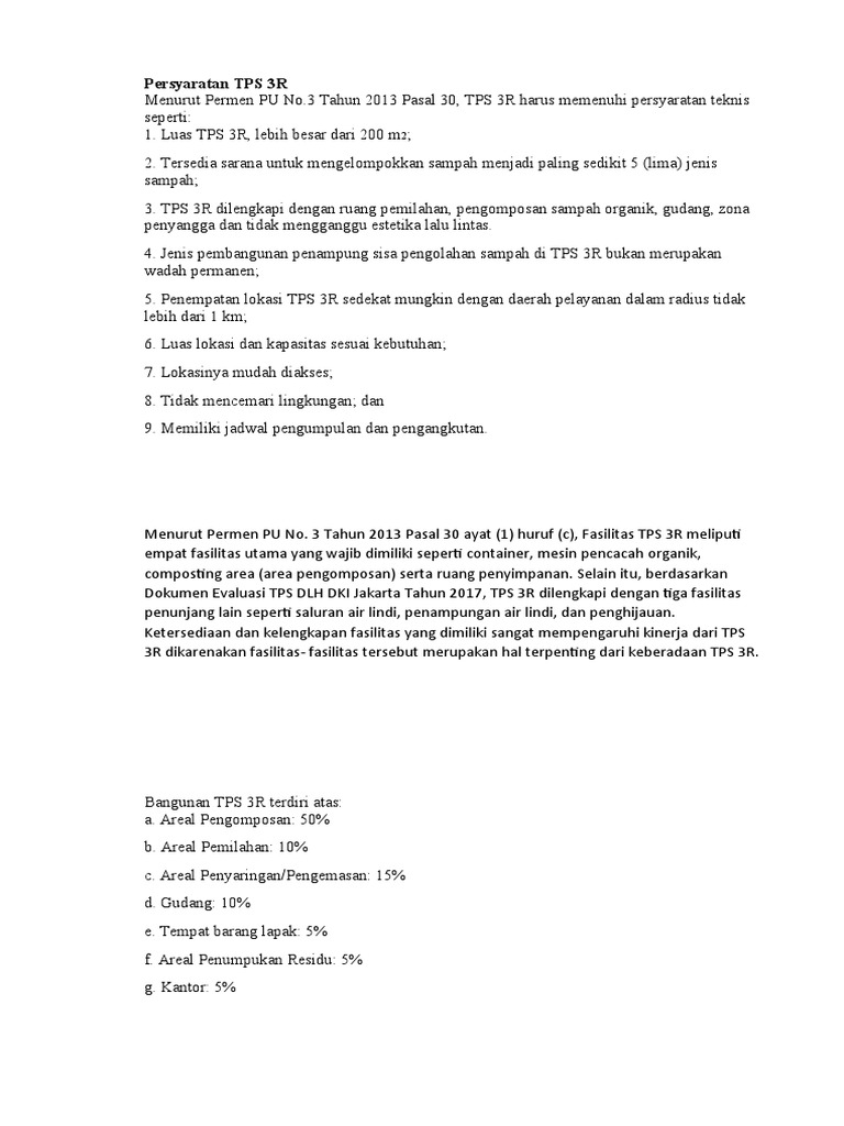 Persyaratan TPS 3R | PDF | Griya & Taman | Sains & Matematika