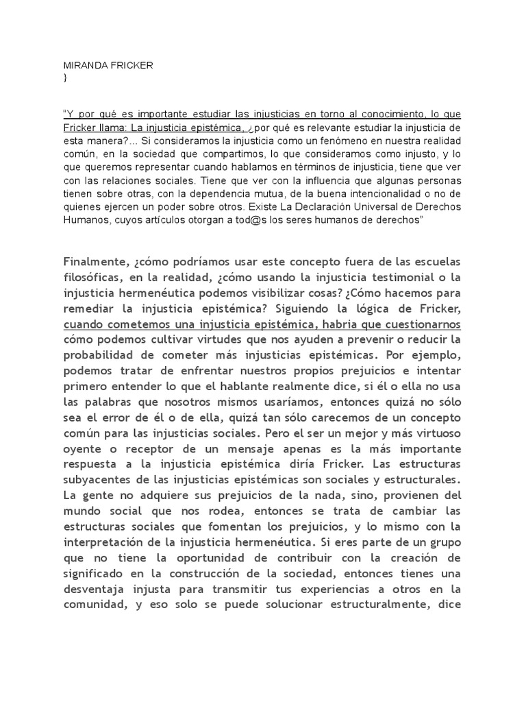 Miranda Fricker | PDF | Hermenéutica | Sociedad