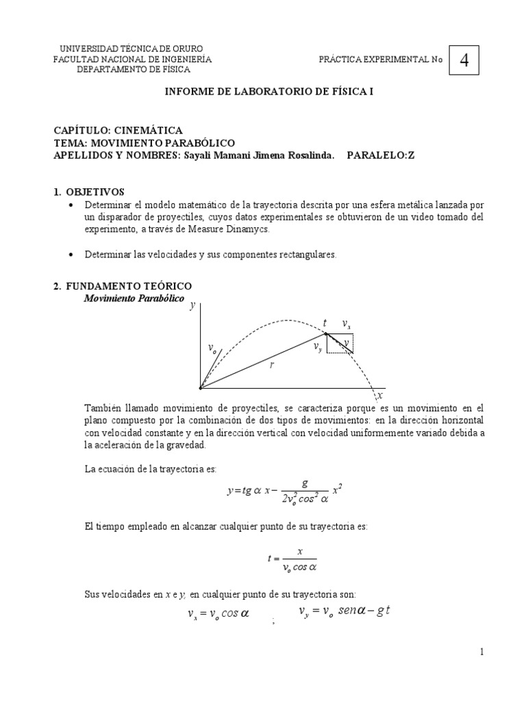 Lab04 Mov Parabólico | PDF | Fenomeno fisico | Mecanica clasica