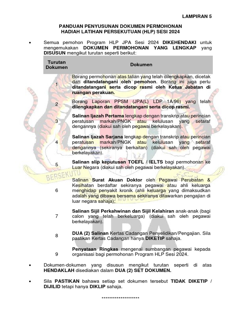 Panduan Permohonan HLP 2024 | PDF