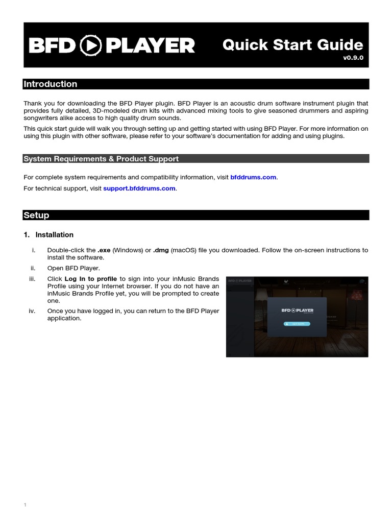 BFD Player - Quick Start Guide - v0.9.0 | PDF | Menu (Computing) | Icon (Computing)