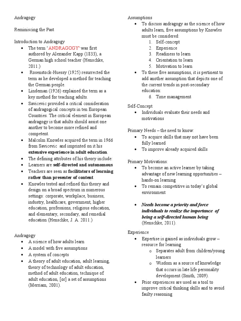 Andragogy | Download Free PDF | Learning | Adult Education
