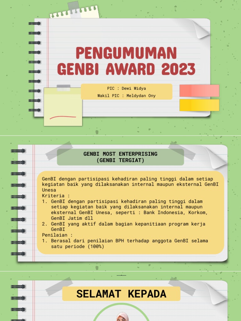 Pengumuman GenBI Award 2023 | PDF