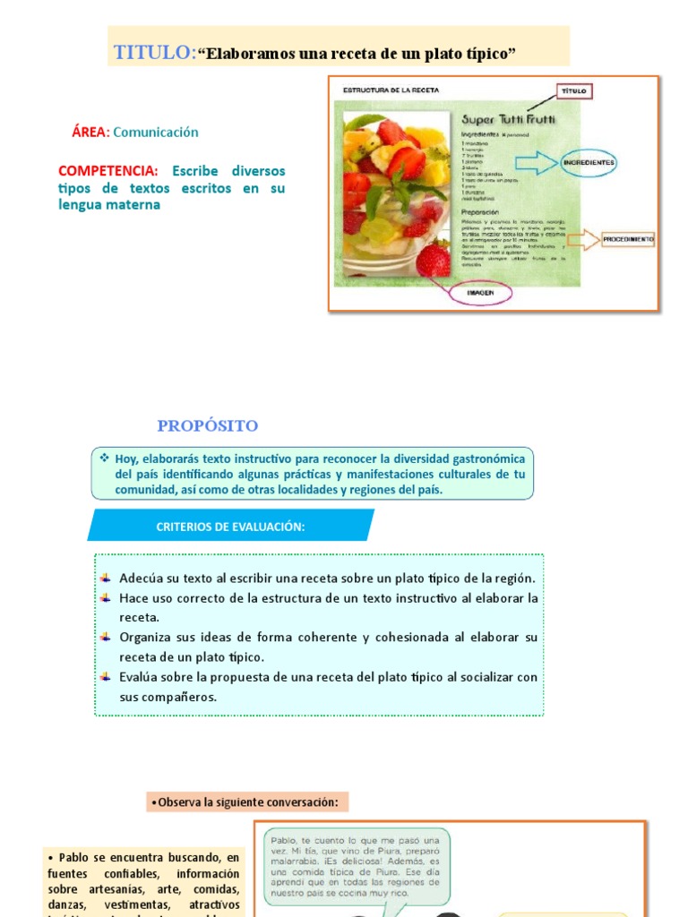 Elaboramos Una Receta de Un Plato Típico | PDF