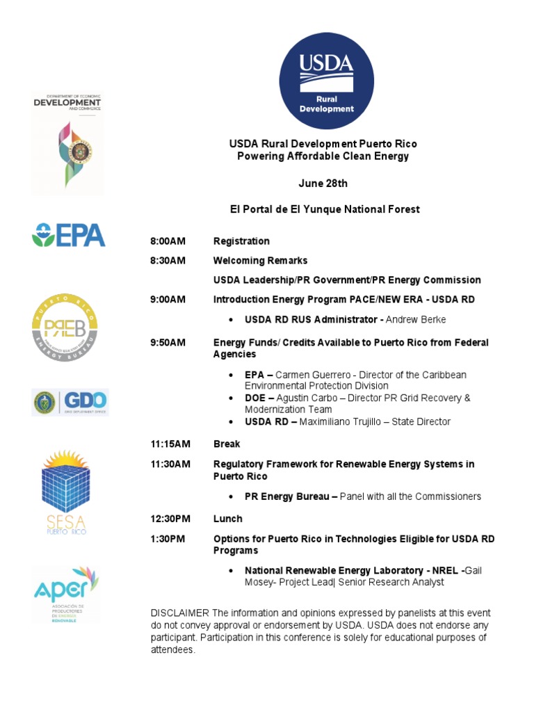 Final Agenda 062823 USDA Rural Development Puerto Rico | PDF | Nature ...