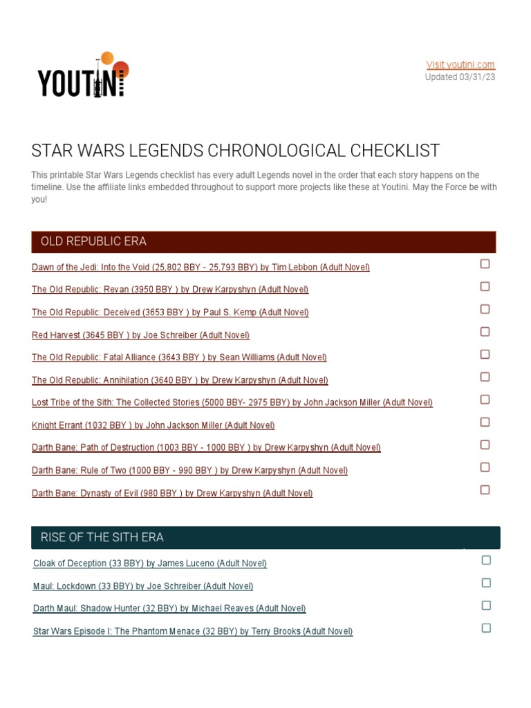 Printable Legends Chronological Checklist PDF | PDF | Works Based On ...