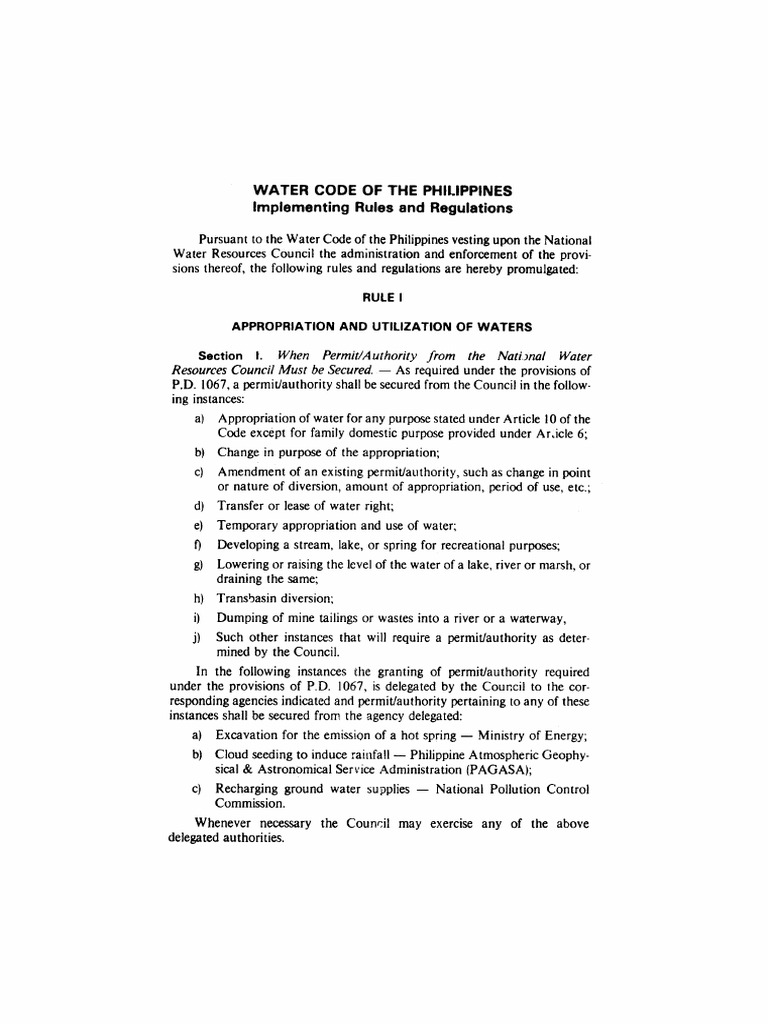 Water Code of The Philippines IRR | PDF