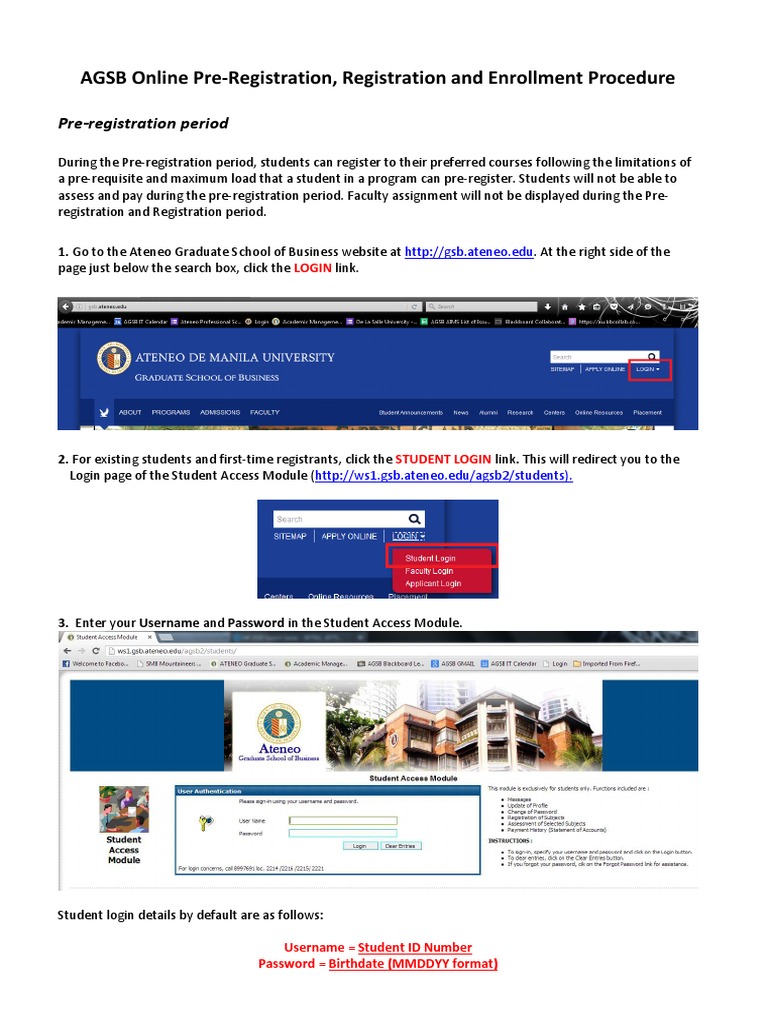 AGSB Enrollment and Pre-Registration Guide | PDF | Payments | Visa Inc.