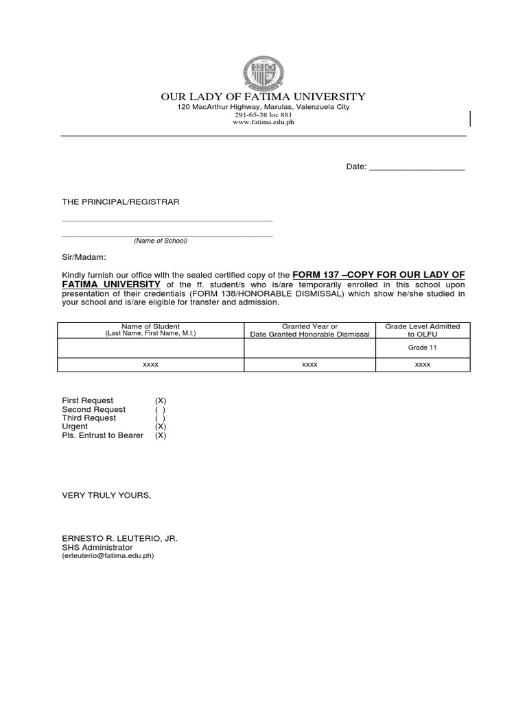 Request Form 137 | PDF