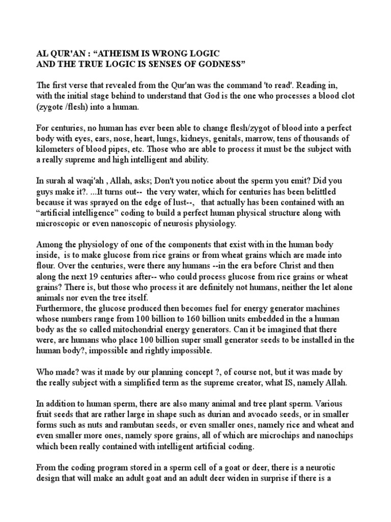 Atheism Is A Wrong Logic According To Islam 1 | PDF | Trees ...