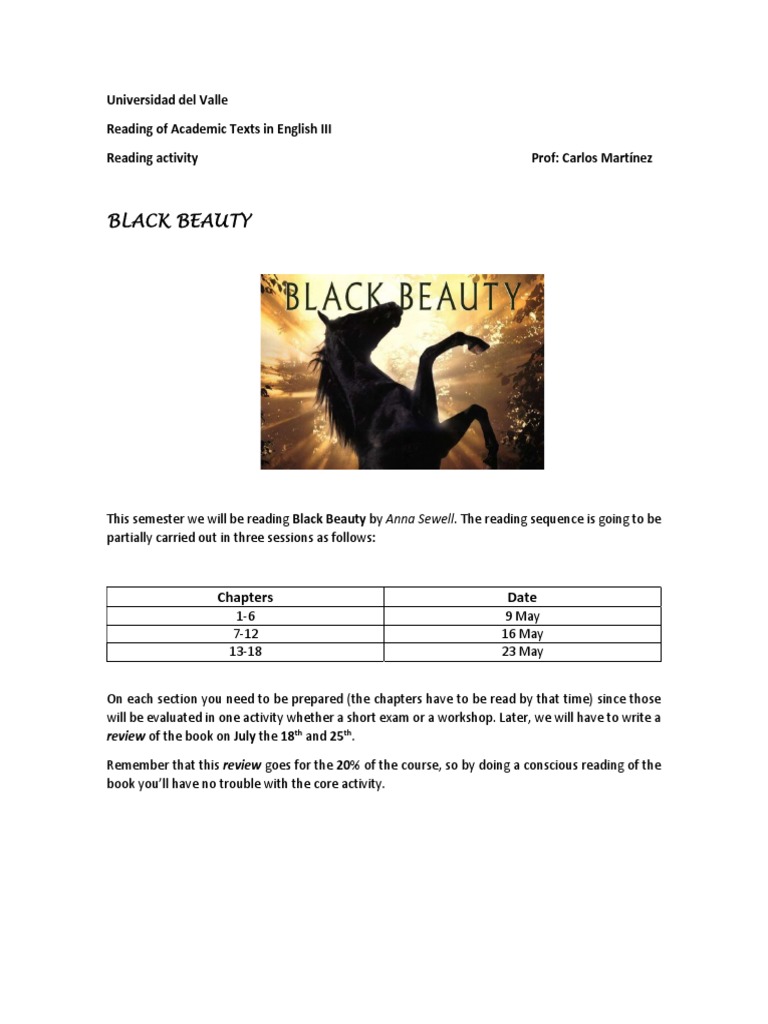 Black Beauty (Reading Guidelines) 2022 | PDF | Black Beauty