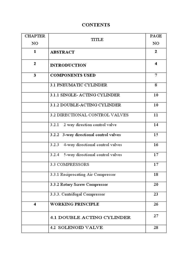 Paper cutting table of contant | PDF | Gas Technologies | Mechanical ...