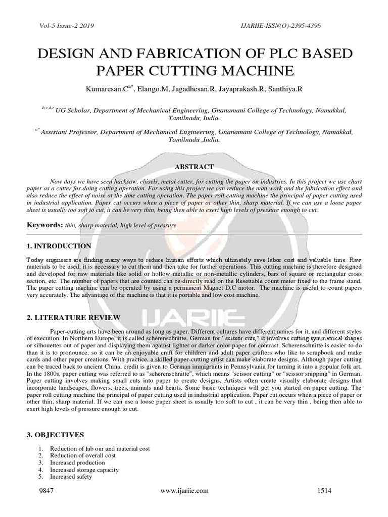 PLC-Based Paper Cutting Machine Design | PDF | Programmable Logic ...