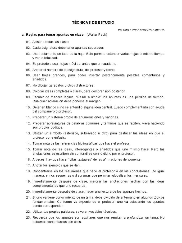 Técnicas de Estudio (2) | PDF