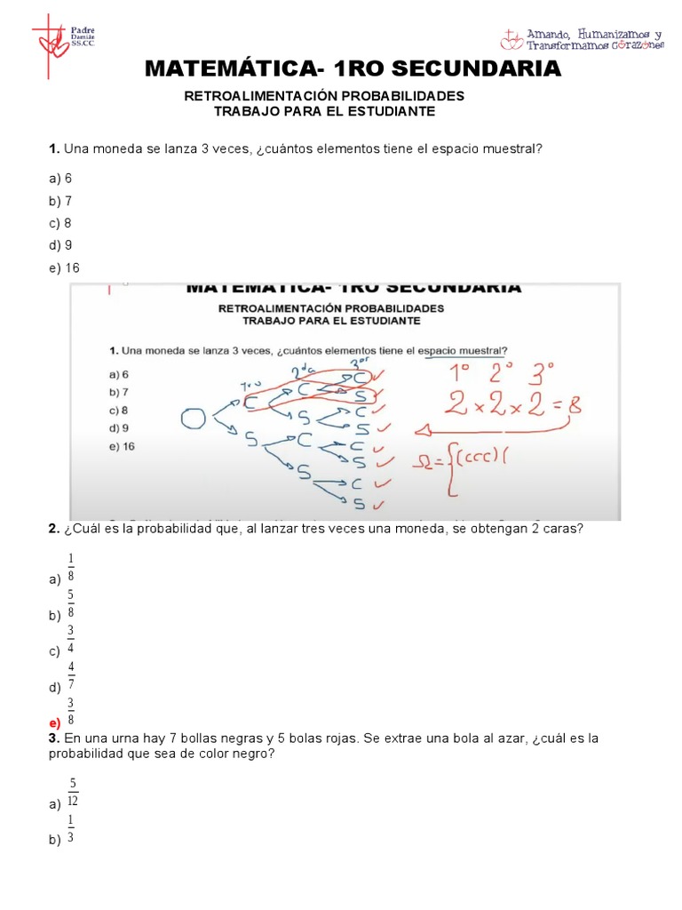 Probabilidades Retroalimentación 1ro Mate | PDF