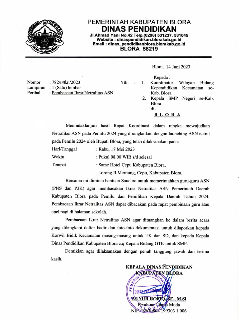 Surat Netralitas ASN | PDF