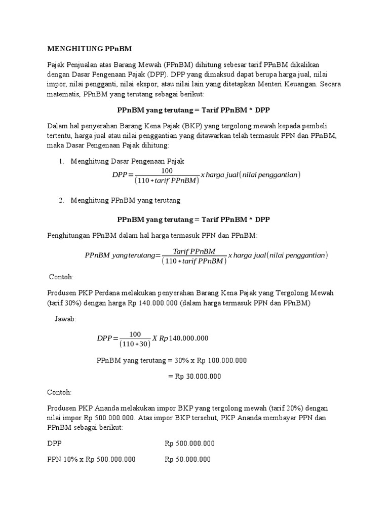 Cara Menghitung PPnBM dan DPP | PDF | Pengelolaan Keuangan & Uang