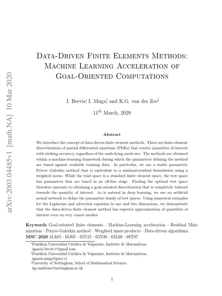 Data Driven Finite Elements Methods Pdf Partial Differential Equation Finite Element Method