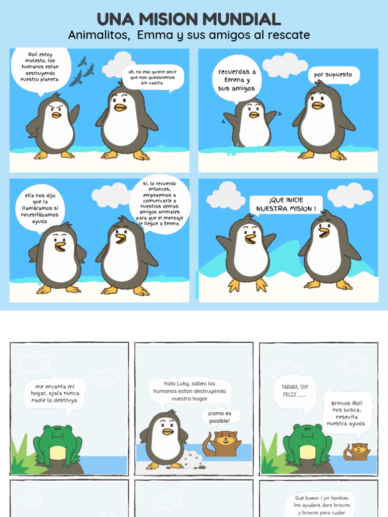 Tira Cómica Con 4 Viñetas Colorido Animales | PDF